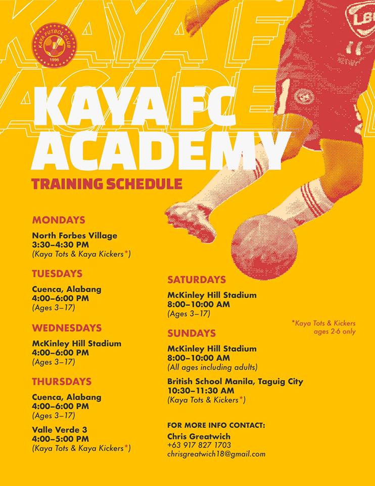 Kaya FC Academy Summer Training Schedule - Kaya FC Academy Kaya FC Academy Summer Training Schedule - Kaya FC Academy